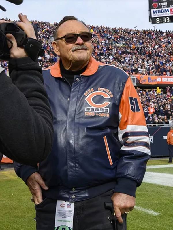 Dick Butkus Chicago Bears Leather Jacket | Chicago Bears Leather Jacket