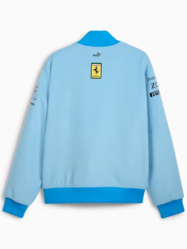 Ferrari Miami Blue Varsity Jacket | Scuderia Ferrari HP Team Miami Jacket