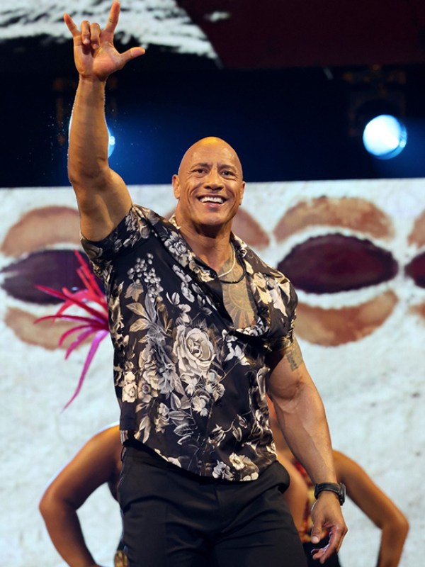 D23 Event Dwayne Johnson Floral Shirt | hawaii silk shirt with floral print