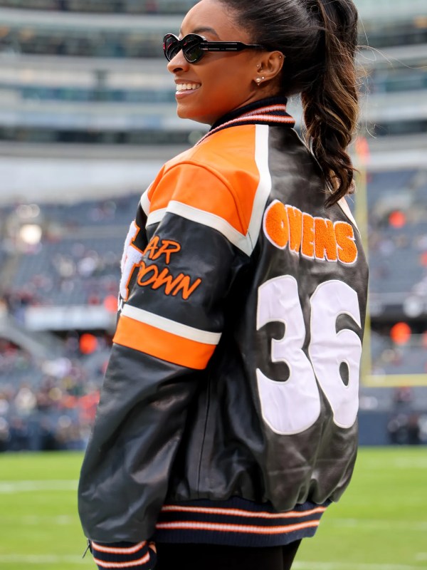 Simone Biles Bears Leather Varsity Jacket | Owens 36 Bespoke Jacket