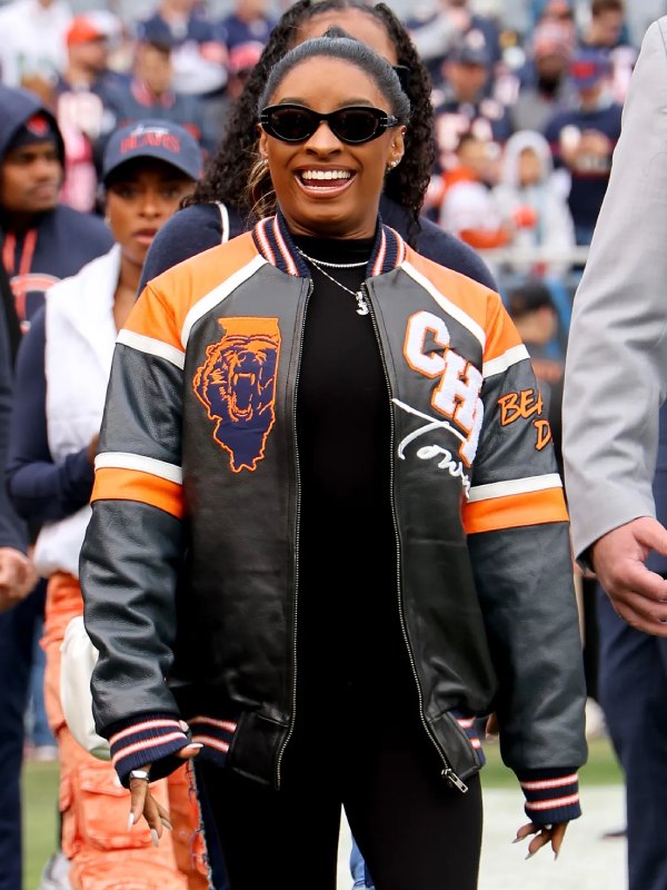 Simone Biles Bears Leather Varsity Jacket | Owens 36 Bespoke Jacket