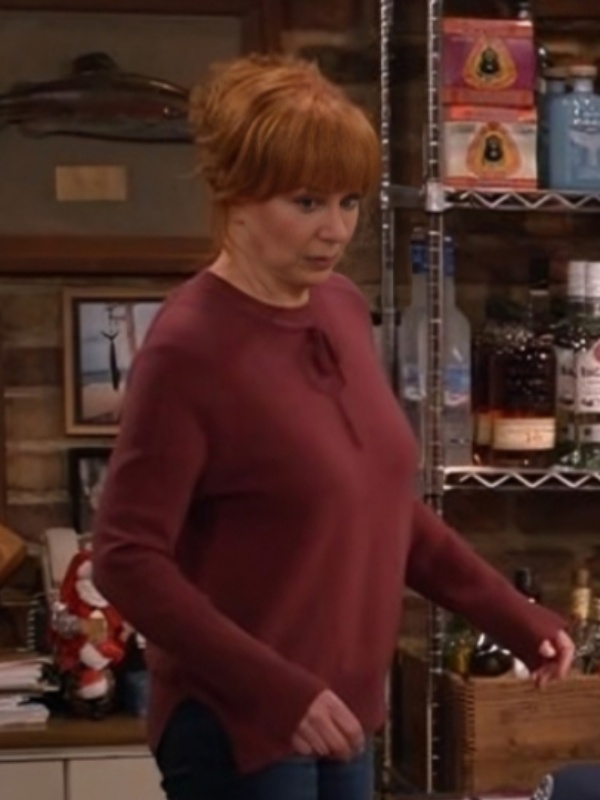Happy's Place 2024 Reba McEntire Burgundy Sweater | Round neck w/ bow ...