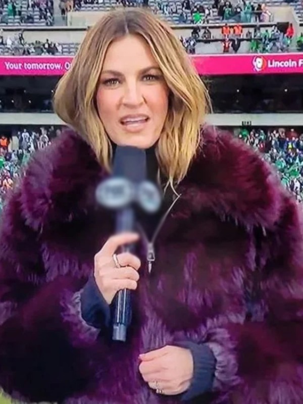 Today Show Erin Andrews Purple Fur Jacket | Wide-Collar Faux-Fur Jacket