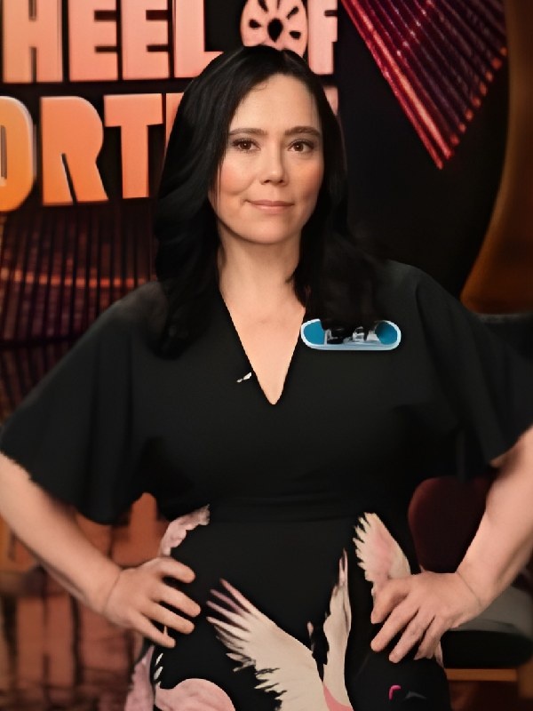 Celebrity Wheel of Fortune S6 Alex Borstein Crane Print Kimono Midi Dress