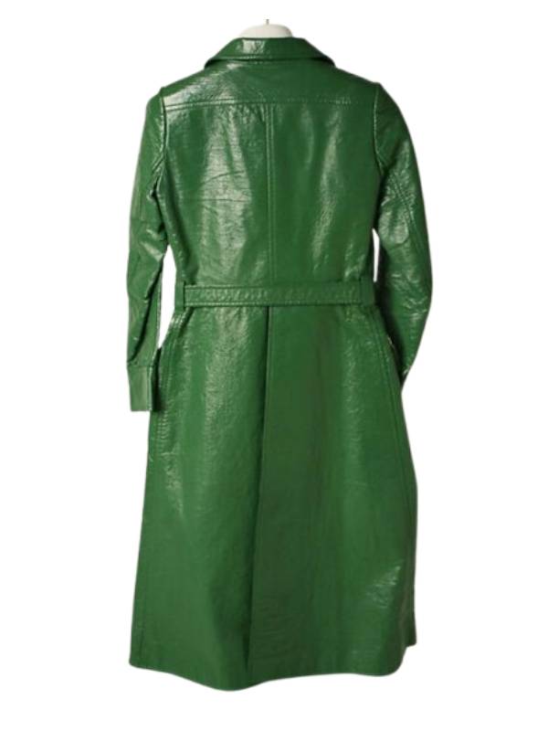 Wild Cherry 2025 Nicôle Lecky Green Leather Coat | 60s Edge Vinyl Coat