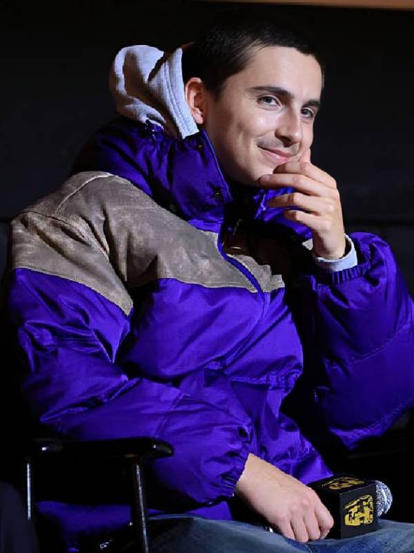 Marty Supreme BAFTA Screening Timothée Chalamet Leather Yoke Puffer Jacket