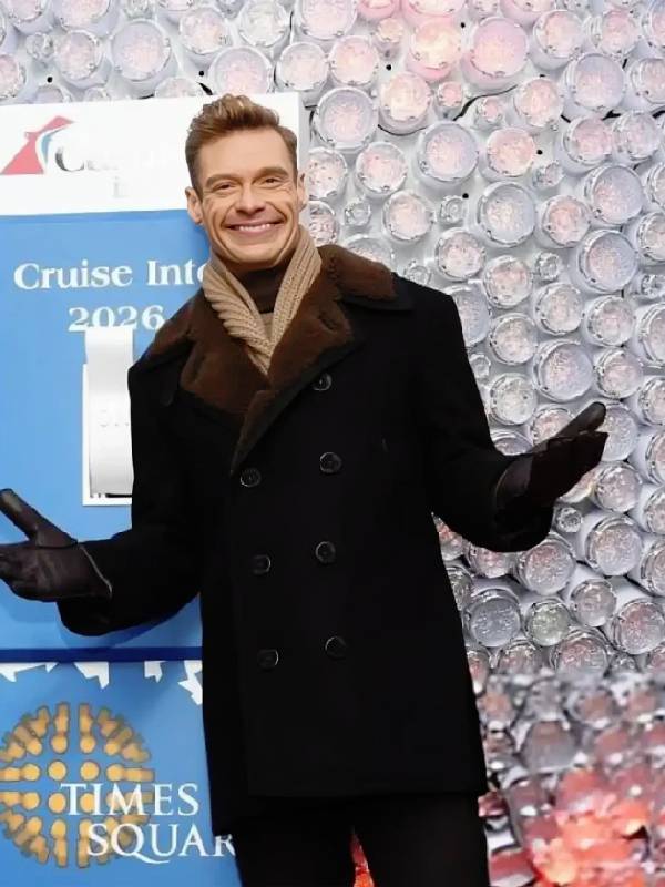 New Year's Rockin 2026 Eve Ryan Seacrest Wool Shearling Peacoat